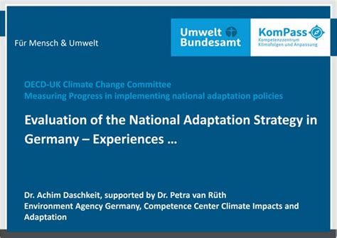 Presentation Measuring Progress In Implementing National Adaptation Policies Achim Daschkeit