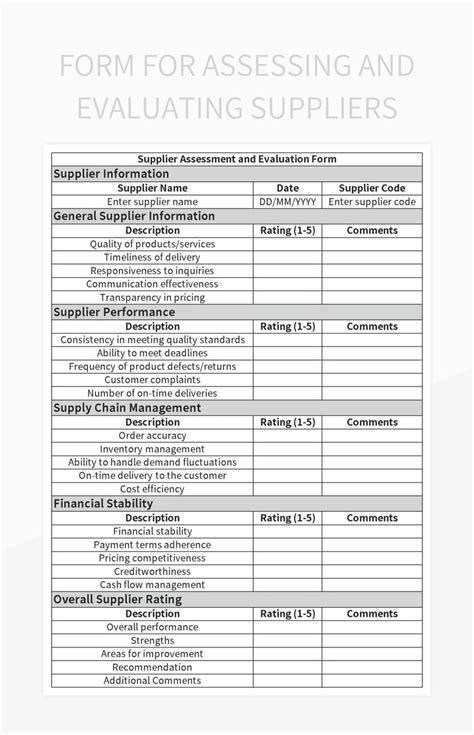 Free Supplier Templates For Google Sheets And Microsoft Excel Slidesdocs