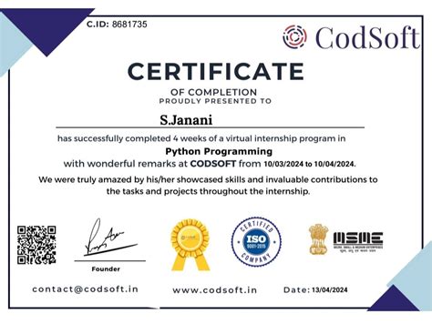 Janani Suresh On Linkedin Codsoft Codsoftintern Pythonintern