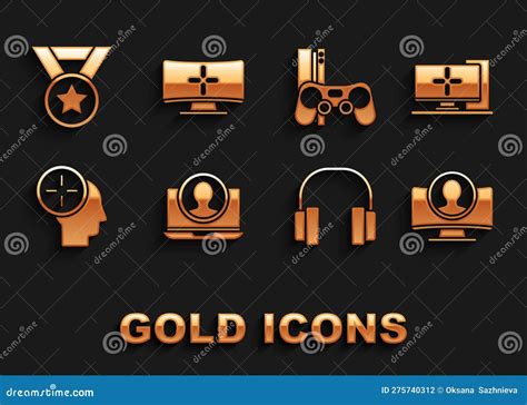 Set Create Account Screen Computer Monitor Headphones Hunting Concept Game Console With