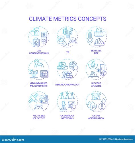 Gradient Thin Line Icon Set Representing Climate Metrics Stock