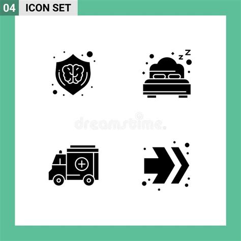 4 Thematic Vector Solid Glyphs And Editable Symbols Of Creative Medical Shield Beach Arrows