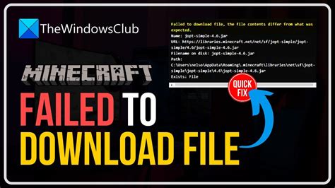 Minecraft Failed To Download File The File Contents Differ From What Was Expected Youtube