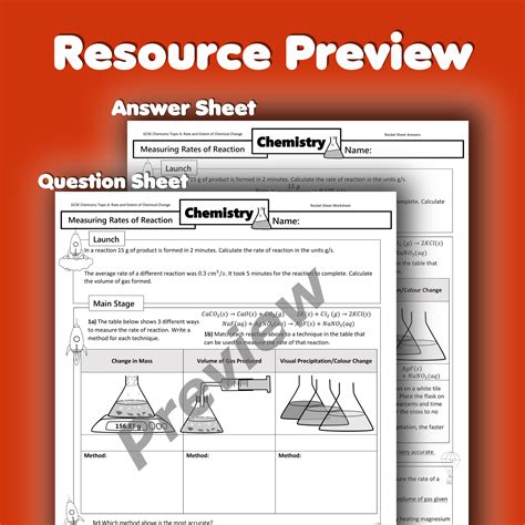Measuring Rates Of Reaction Home Learning Worksheet Gcse Teaching