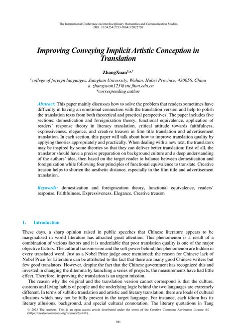 pdf improving conveying implicit artistic conception in translation