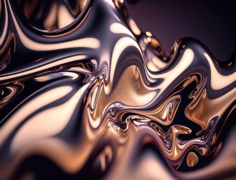 A Metallic Abstract Wavy Liquid Background Generative Ai Technology Stock Illustration