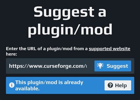 Add An Hyperlink To The Mod Plugin On Aternos Feedback Suggestions Aternos Community