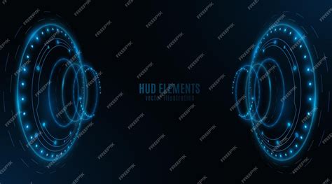 Футуристические светящиеся круги HUD со световыми эффектами для дизайна ...