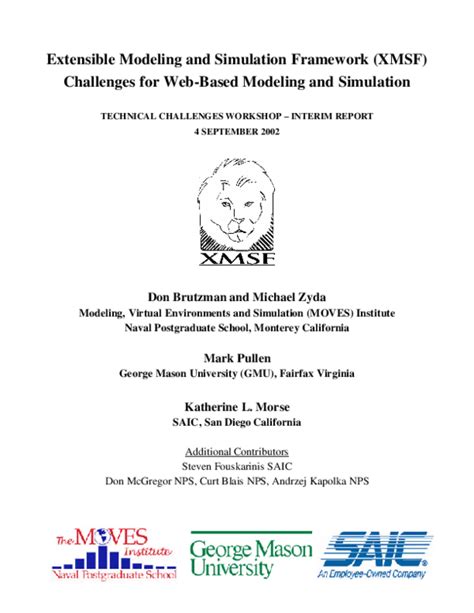 Pdf Extensible Modeling And Simulation Framework Xmsf Challenges