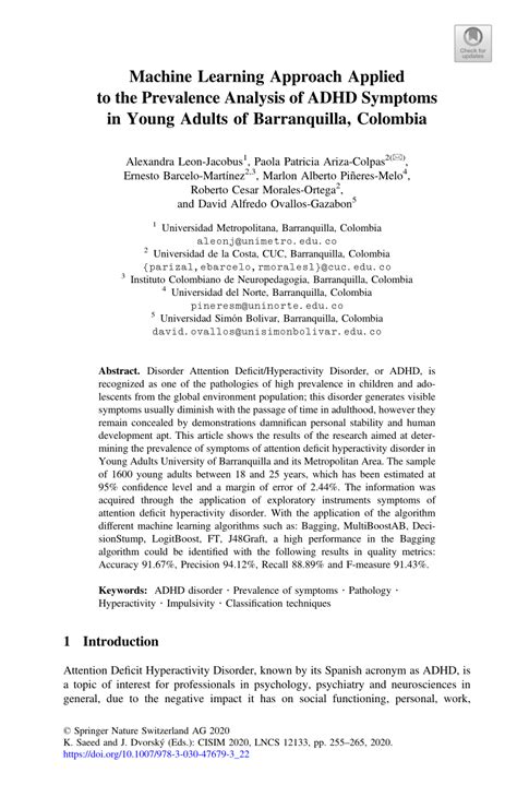Pdf Machine Learning Approach Applied To The Prevalence Analysis Of Adhd Symptoms In Young