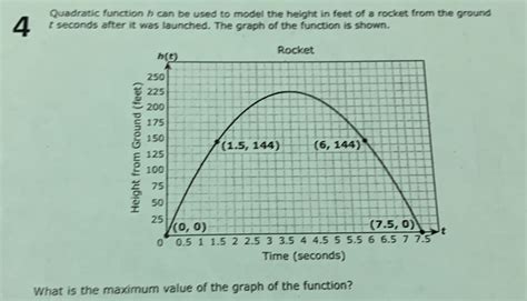 Solved Quadratic Function H Can Be Used To Model The Height In Feet Of A Rocket From The Ground