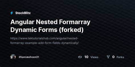 Angular Nested Formarray Dynamic Forms Forked Stackblitz