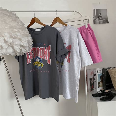 베스트 올스타 빈티지 나염 코튼 박스 반팔 티셔츠 루즈핏 라운드 레터링 데일리코디 에이블리