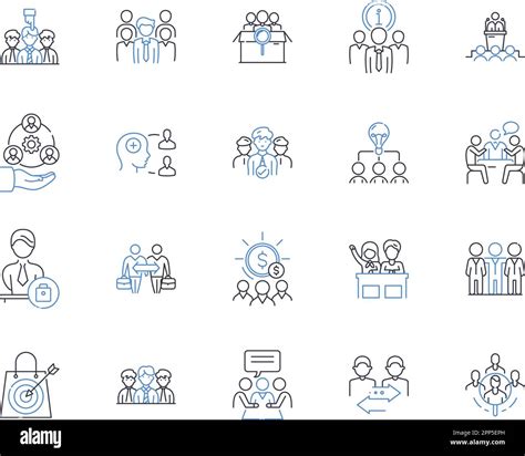 Collaborative Endeavor Line Icons Collection Partnership Unity