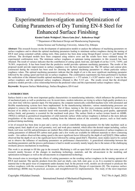 pdf experimental investigation and optimization of cutting parameters