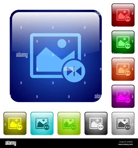 Horizontal Flip Image Icons In Rounded Square Color Glossy Button Set Stock Vector Image And Art