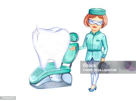 치과 예술 치아 패턴 치과 의사 칫 솔 치약 수채화 일러스트레이션입니다 소리 이빨 아름다운 미소 제복을 입은 간호사 의학 인간의 건강 간호사에 대한 스톡 벡터 아트 및 기타