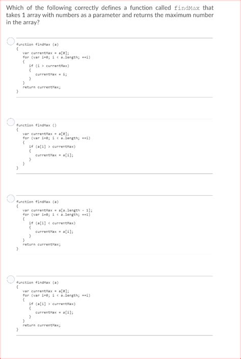 Solved Which Of The Following Correctly Defines A Function