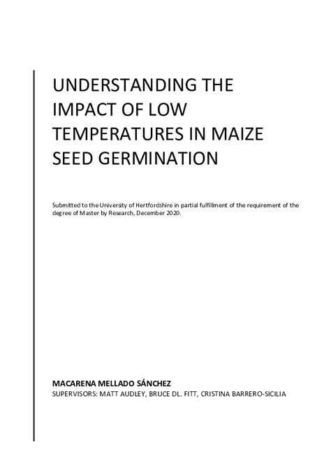 Pdf Understanding The Impact Of Low Temperatures In Maize Seed Germination