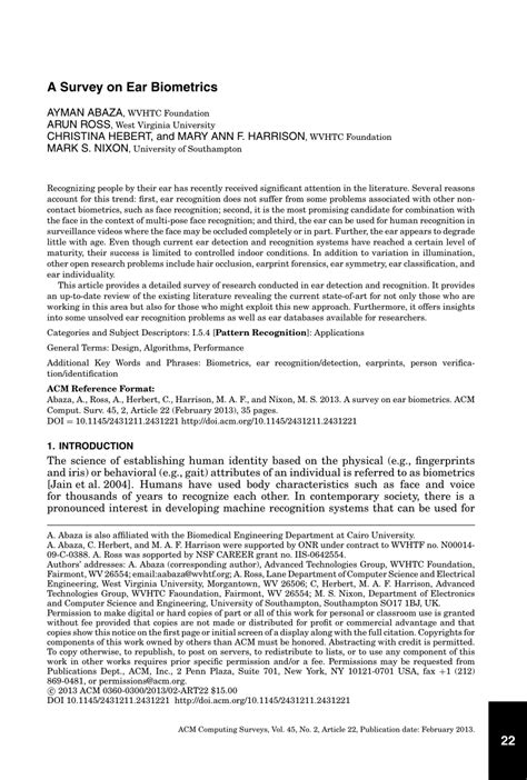 Pdf A Survey On Ear Biometrics