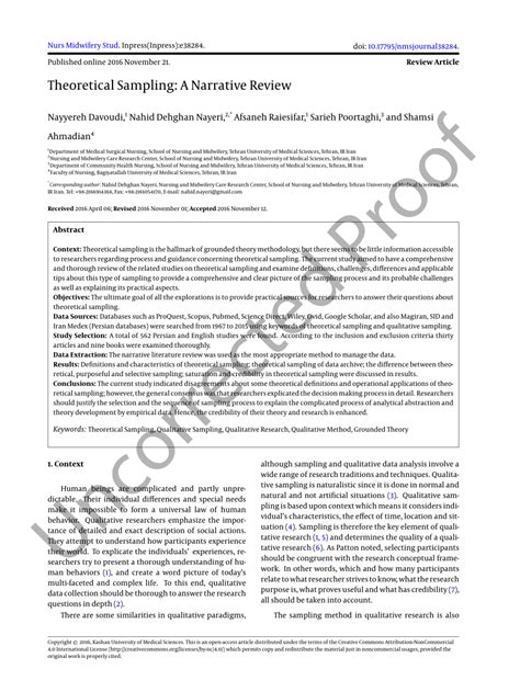 Pdf Theoretical Sampling A Narrative Review