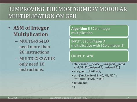 Ppt Implementation Of Multiple Precision Modular Multiplication On Gpu Powerpoint Presentation