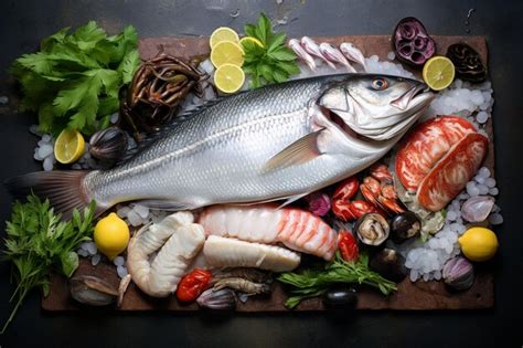 Premium Ai Image Fresh Fish And Seafood Healthy Eating Concept