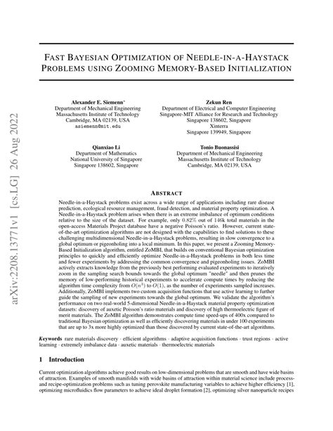 Pdf Fast Bayesian Optimization Of Needle In A Haystack Problems Using