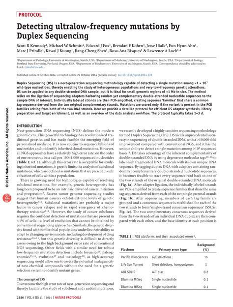 Detecting Ultralow Frequency Mutations By Duplex Sequencing Docslib