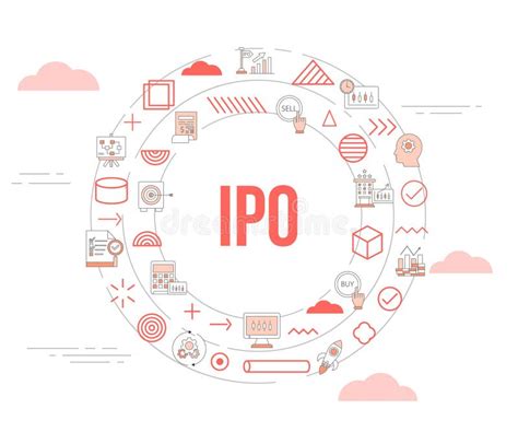 Ipo Initial Public Offering Concept With Icon Set Template Banner And Circle Round Shape Stock