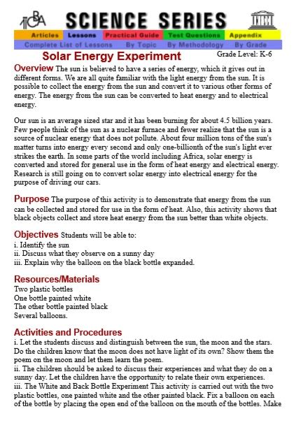 Solar Energy Experiment Myme Box