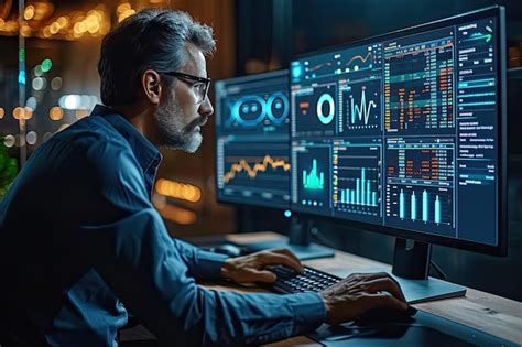 Premium Photo An Analyst Uses A Computer And Dashboard For Data