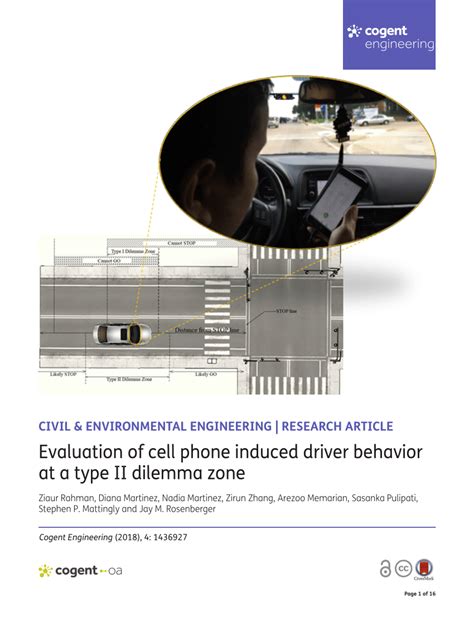 Pdf Evaluation Of Cell Phone Induced Driver Behavior At A Type Ii