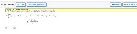 Solved Math 110 Course Resources Definite Integrals Course