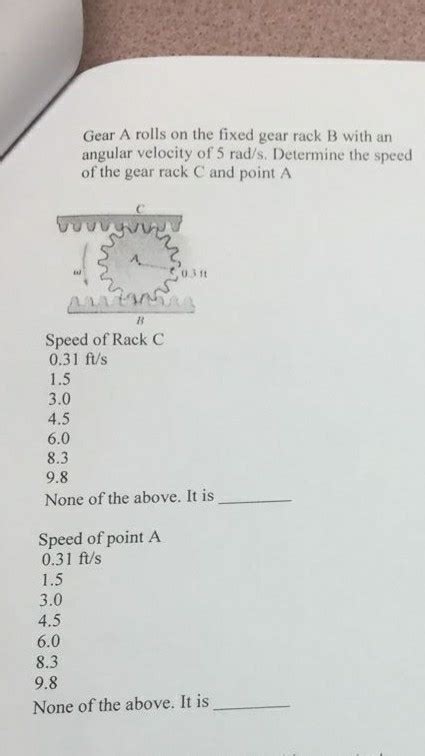 solved gear a rolls on the fixed gear rack b with an angular
