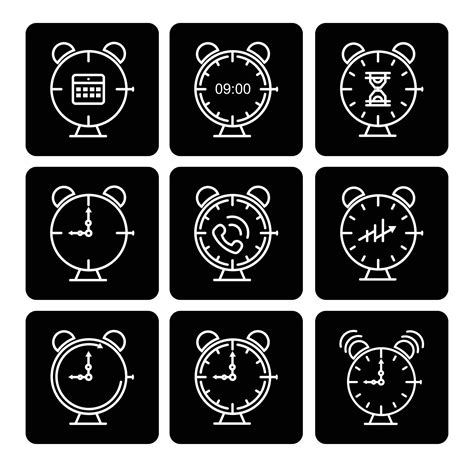 Time Clock Line Icons Alarm And Smartwatch Time 24 Hour Clock 5089113 Vector Art At Vecteezy