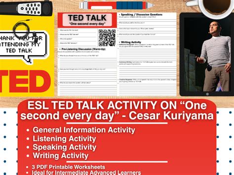 Esl Ted Talk Activity Worksheets One Second Every Day Cesar