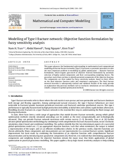 Pdf Modelling Of Type I Fracture Network Objective Function