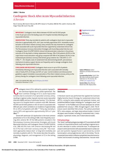Cardiogenic Shock After Acute Myocardial Infarction Pdf Myocardial