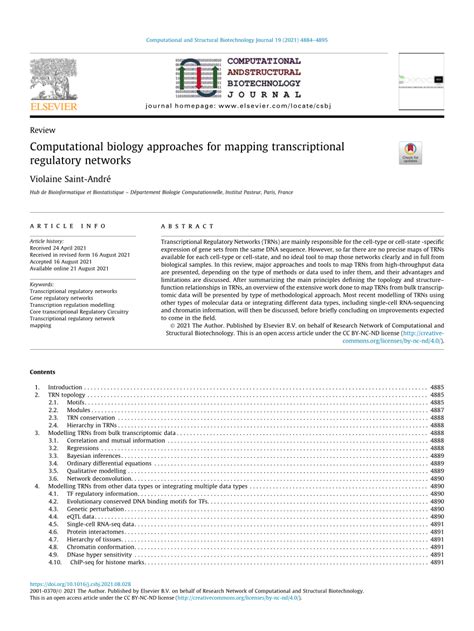 Pdf Computational Biology Approaches For Mapping Transcriptional Regulatory Networks