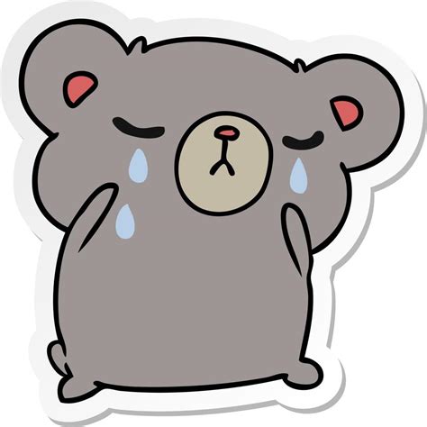 Sticker Cartoon Of A Cute Crying Bear 9814055 Vector Art At Vecteezy