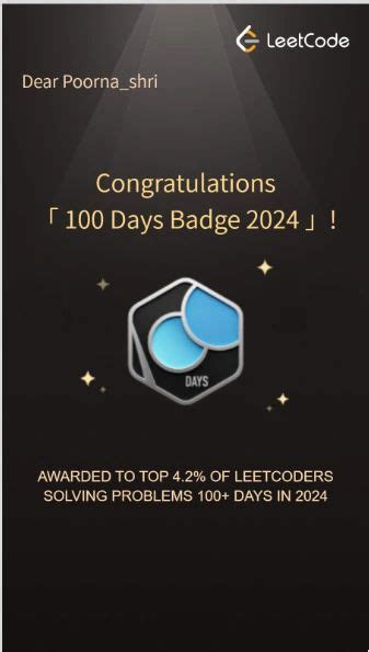 Poorna Shri On Linkedin Leetcode Problemsolving Achievement 100daysofcode Continuouslearning