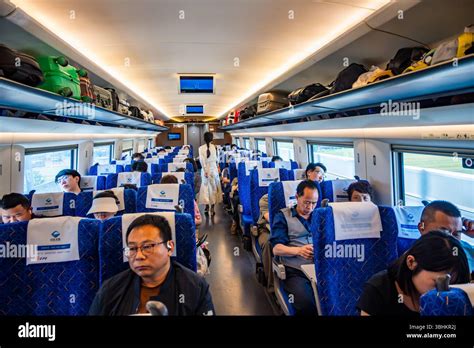 Interior Of A High Speed Bullet Train Shaanxi Province China Stock