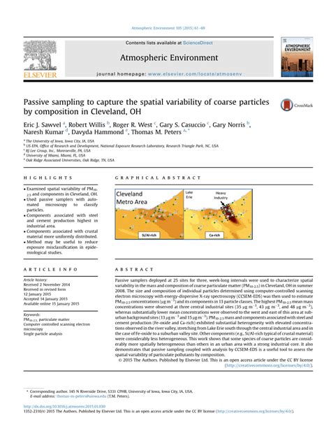 Pdf Passive Sampling To Capture The Spatial Variability Of Coarse