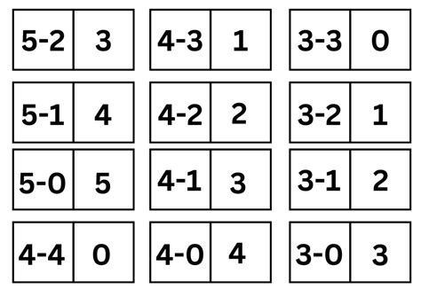 Free Printable Subtraction Memory Matching Game