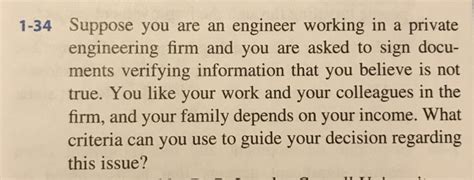 Solved 1 34 Suppose You Are An Engineer Working In A Private