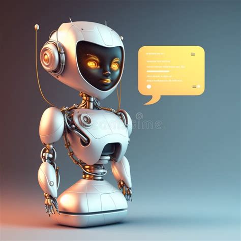 Talking Cute Robot With Artificial Intelligence Concept Of Chatbot