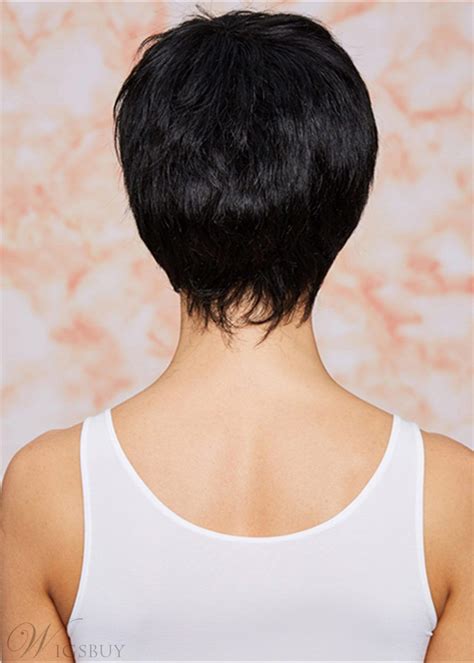 African American Pixie Short Straight Human Hair Capless Wigs