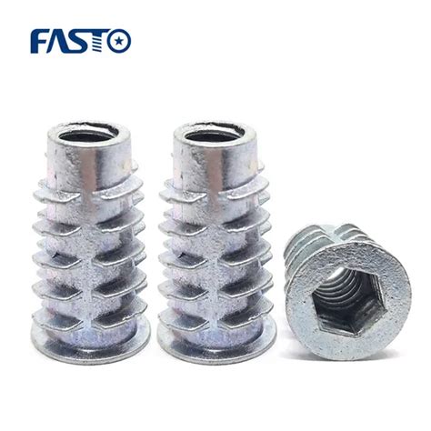 100pcs 14 20 Threaded Inserts For Wood Carbon Steel Tapping Inserts