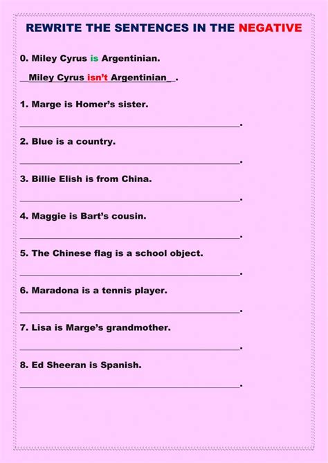 Write The Sentences In The Negative Form